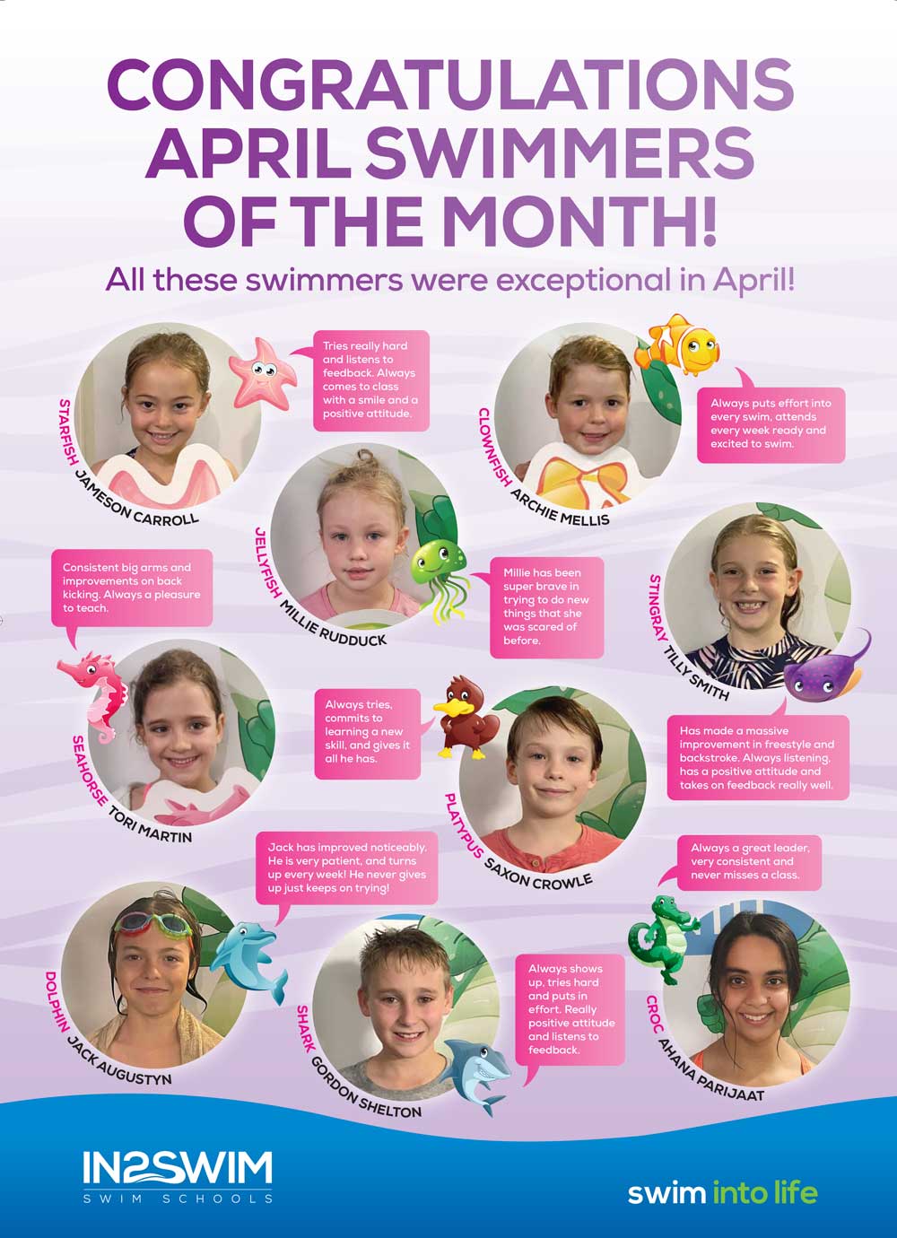 Swimmer of the Month Archives - In2Swim Swim Schools